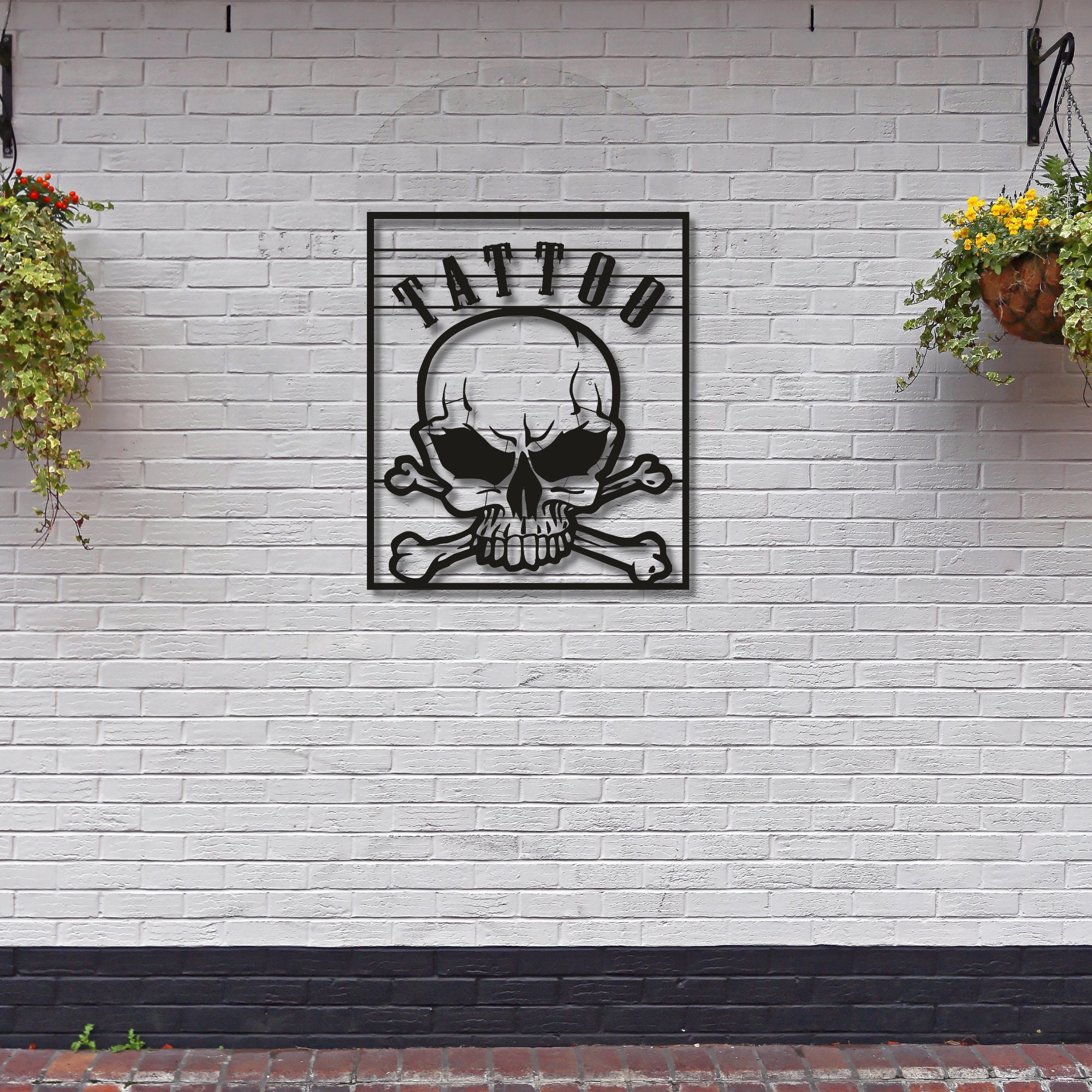 Skull and Tattoo Metal Wall Art, Tattoo Wall Art, Tattoo Artist Gift ...