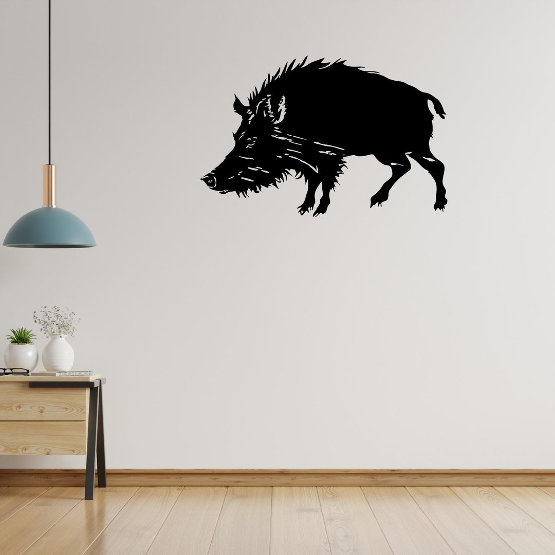 Wild Boar Metal Wall Decor, Boar House Sign Metal Art, Pig Home Sign ...