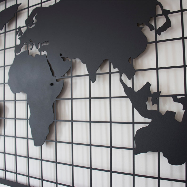 Black Metal World Map Wall Decor World Map Art Metal Wall - Etsy