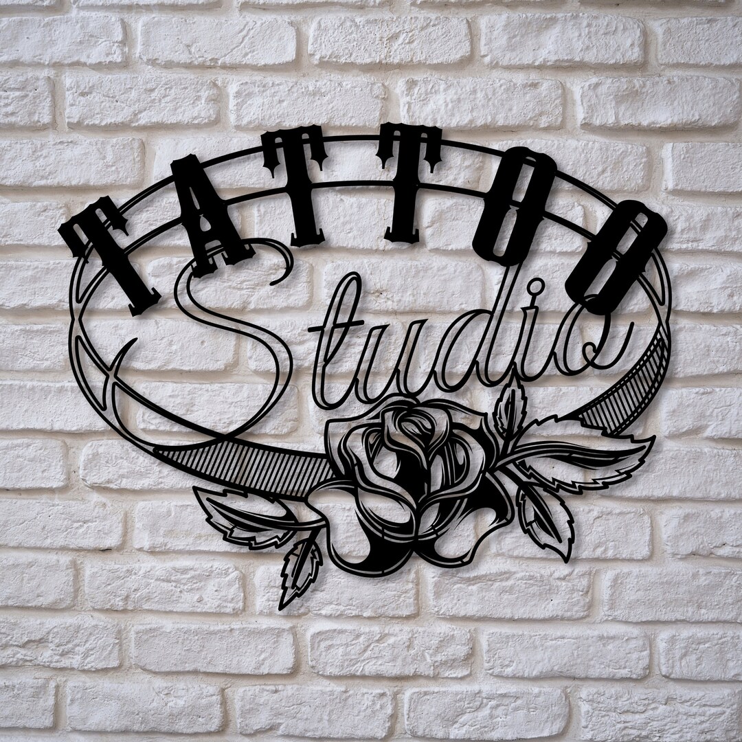 Tattoo Metal Wall Art, Tattoo Wall Sign, Tattoo Studio Sign, Tattoo ...