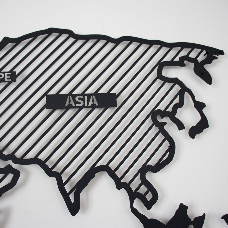 World Map Metal Wall Decor Continent Name Home Wall Decor - Etsy
