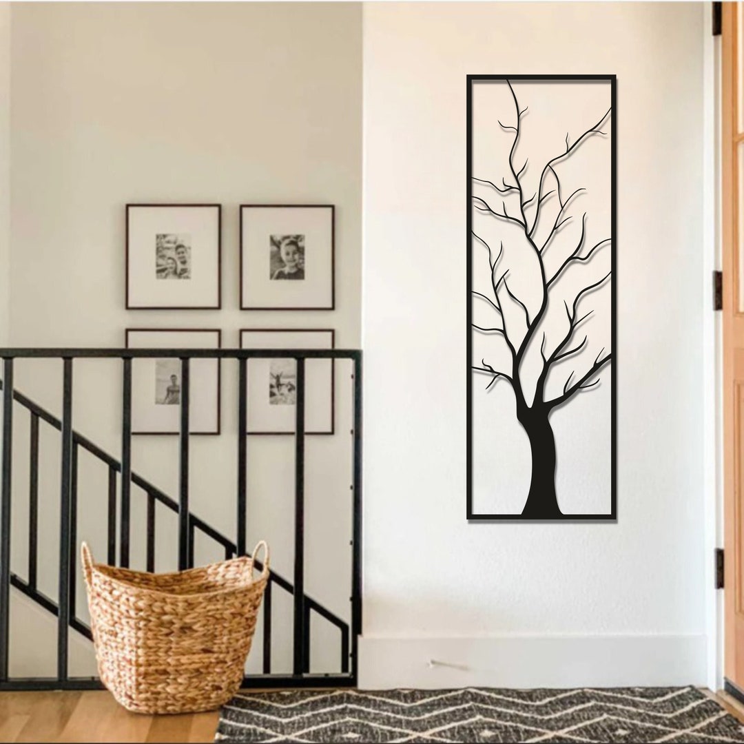 Vertical Tree Metal Wall Art, Fire Place Vertical Metal Wall Art,rustic ...