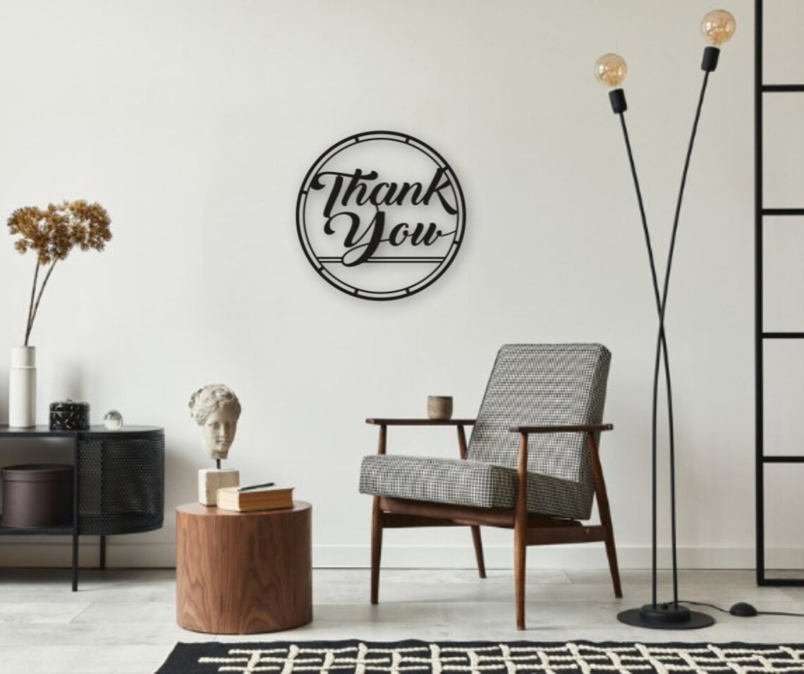 Thank You Text in a Frame Design Metal Wall Decor Sign Cafe - Etsy