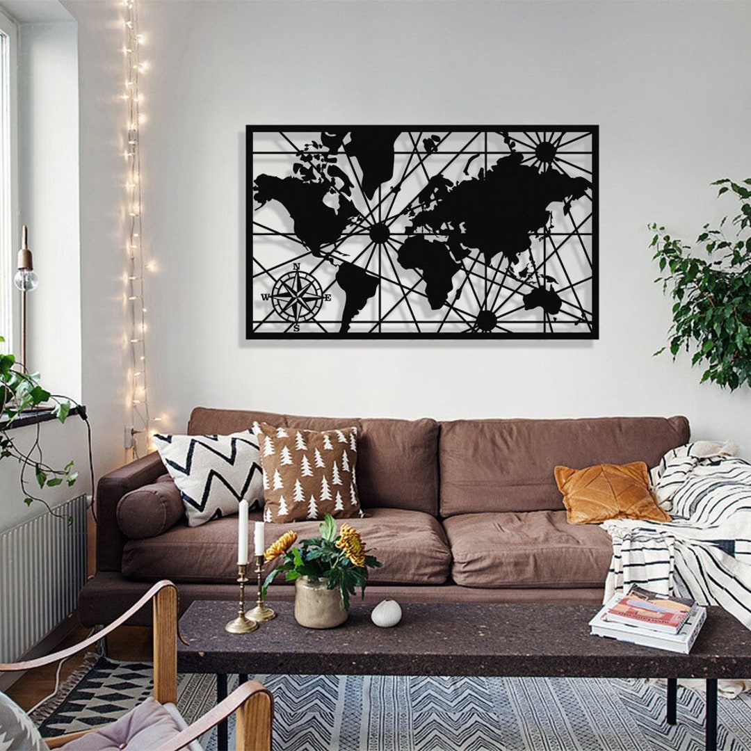 Custom Size Metal World Map Wall Decor, Metal World Map Art, Large ...