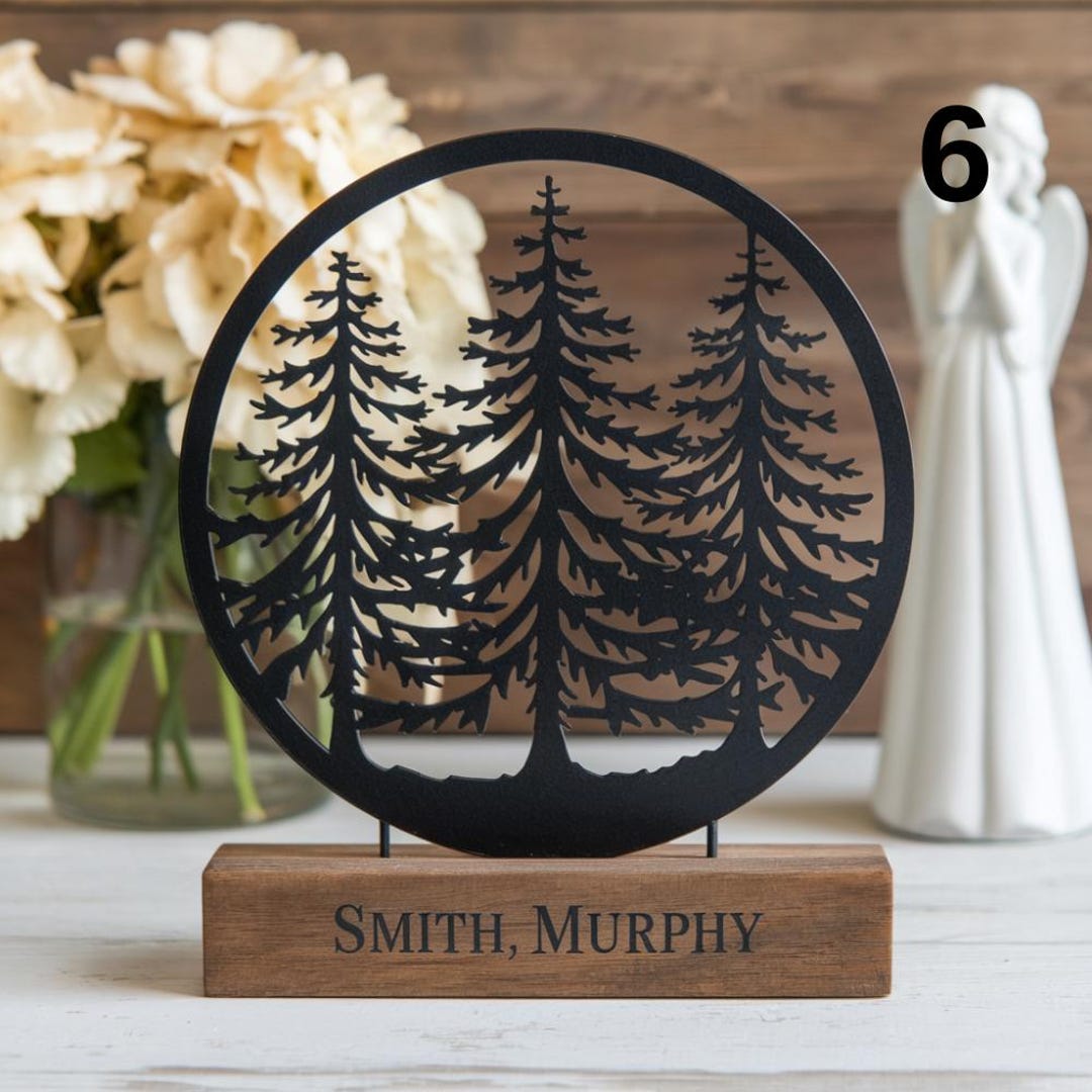Custom Pine Tree Table Decor - Personalized Wooden Base Evergreen ...