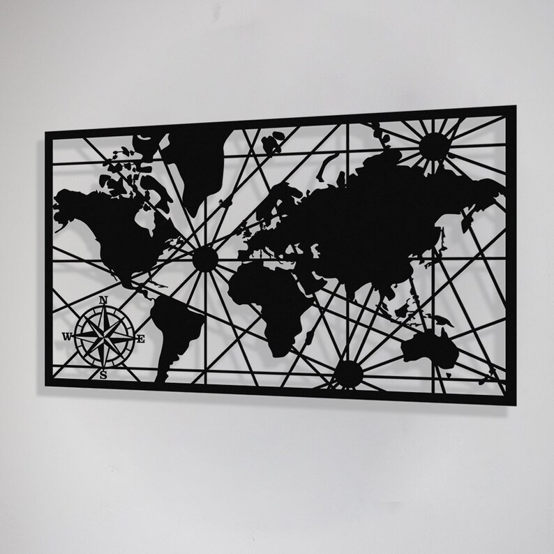 Custom Size Metal World Map Wall Decor, Metal World Map Art, Large ...