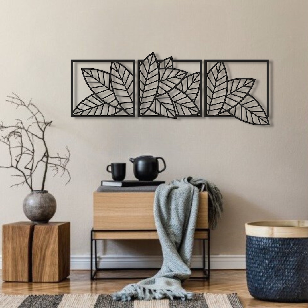 Leaves Metal Wall Art 3 Piece Metal,metal Wall Decor, Metal Home Decor ...