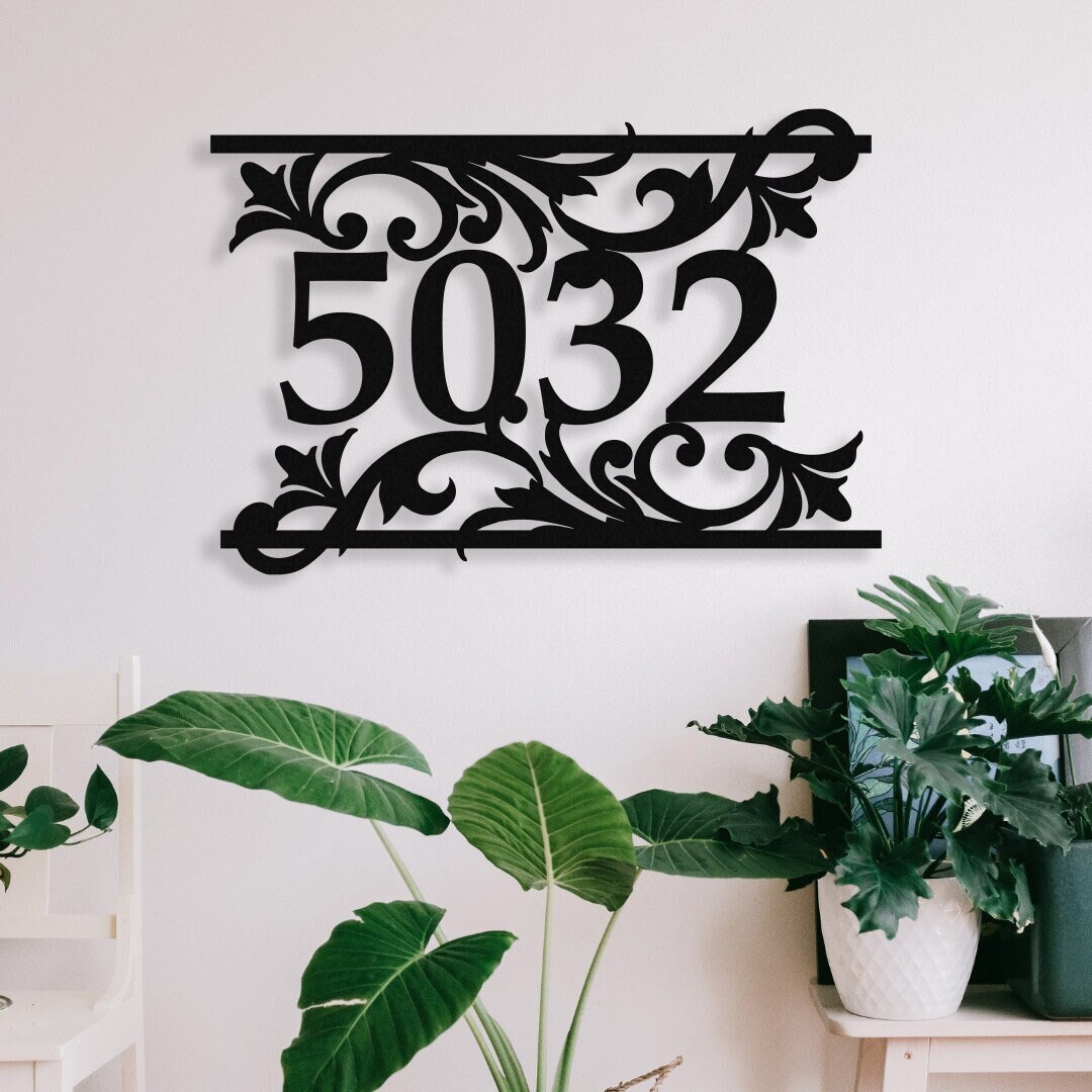 Custom Adress Number Metal Wall Art: Adress Sign Decor Villa - Etsy