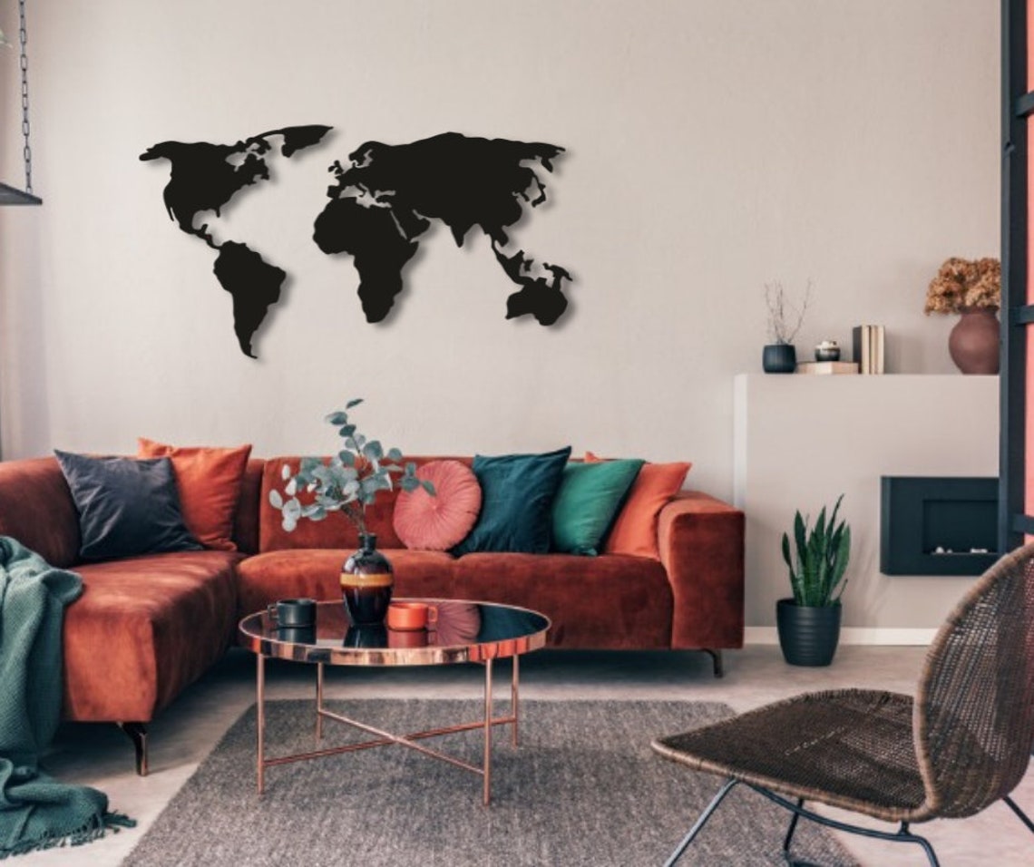 World Map Metal Wall Decor Metal World Map Wall Hangings - Etsy