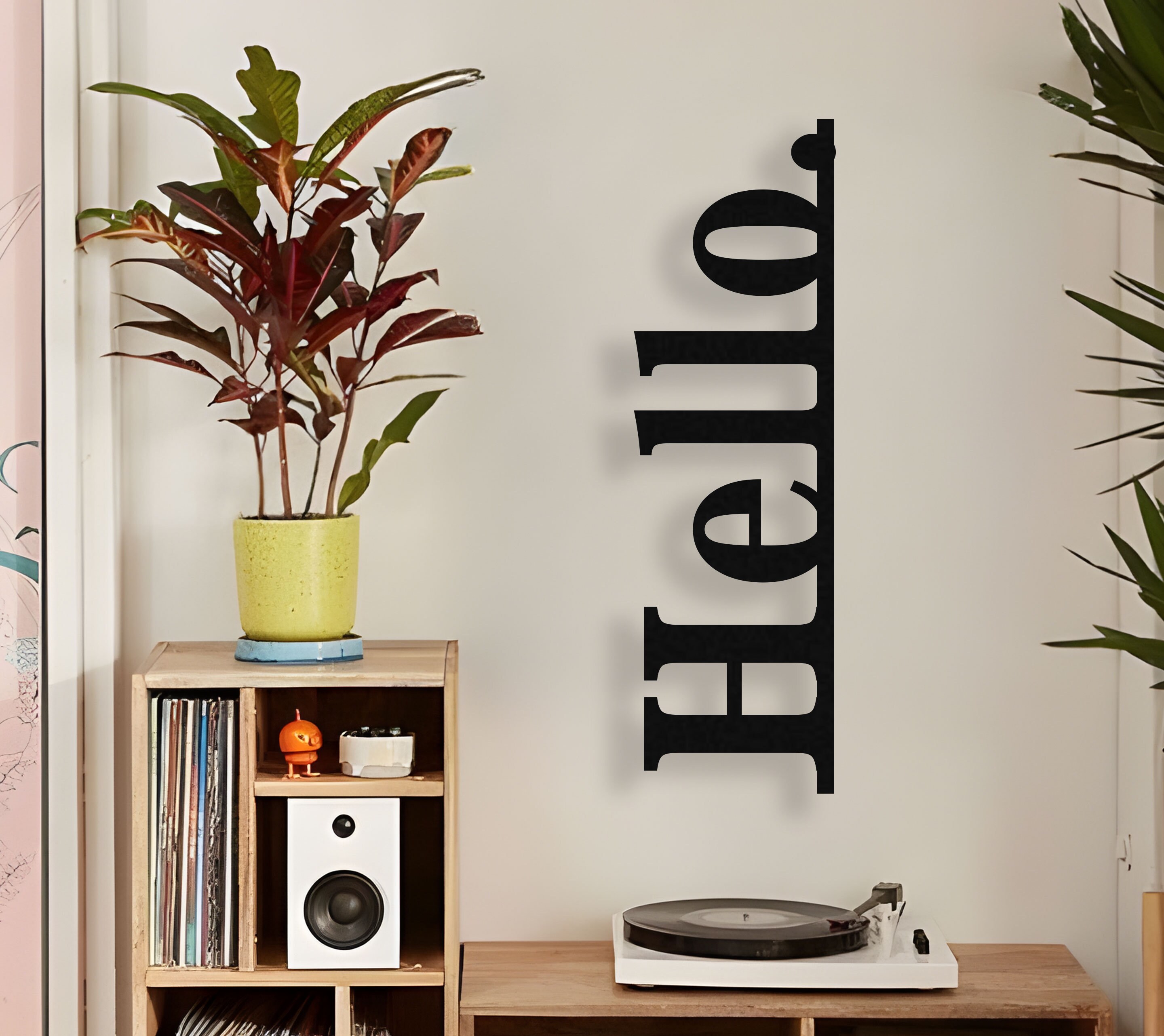 Vertical Metal Hello Sign Metal Wall Art Hello Sign Wall - Etsy