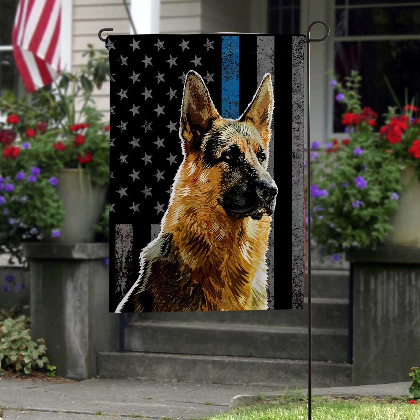 Love Police Dog Flag German Shepherd American Flag Police | Etsy