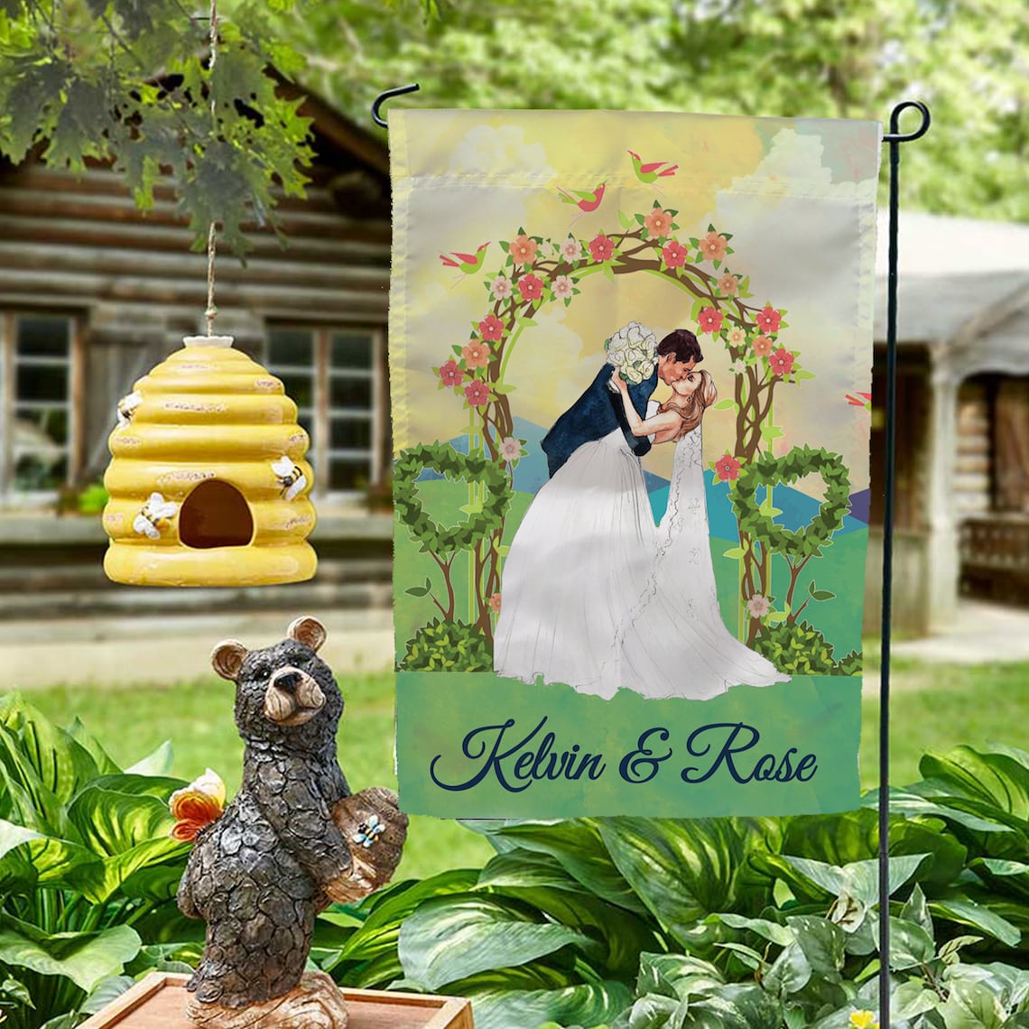 Happy Wedding Flag Personalized Wedding with photo Wedding | Etsy