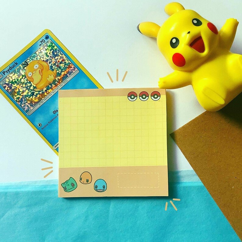 Cute Note Pad Pokemon Mail Three Pokémon and Pokeball Memo | Etsy