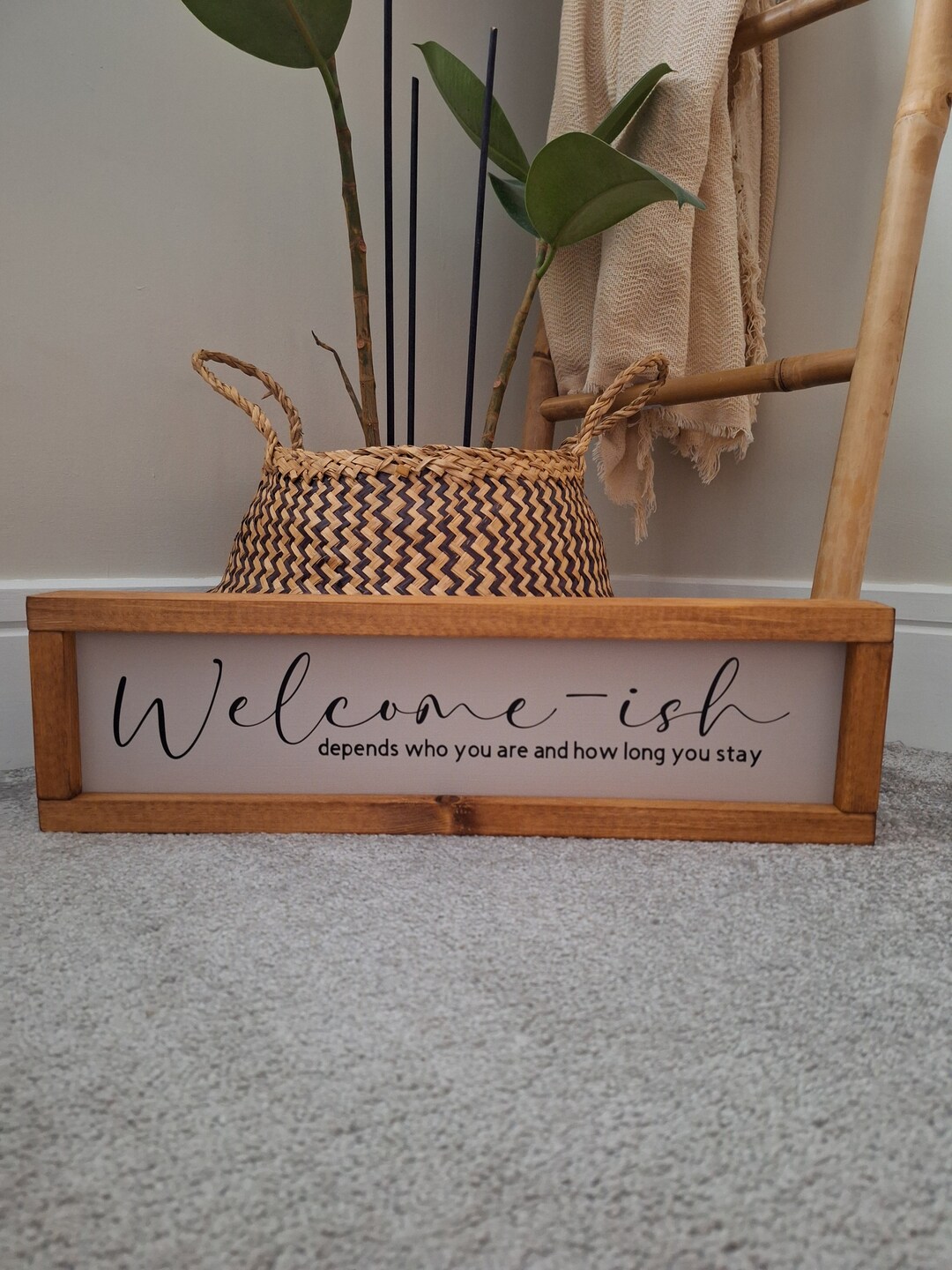 Welcome-ish Farmhouse Style Modern Sign Rustic Present gift UK Quote ...
