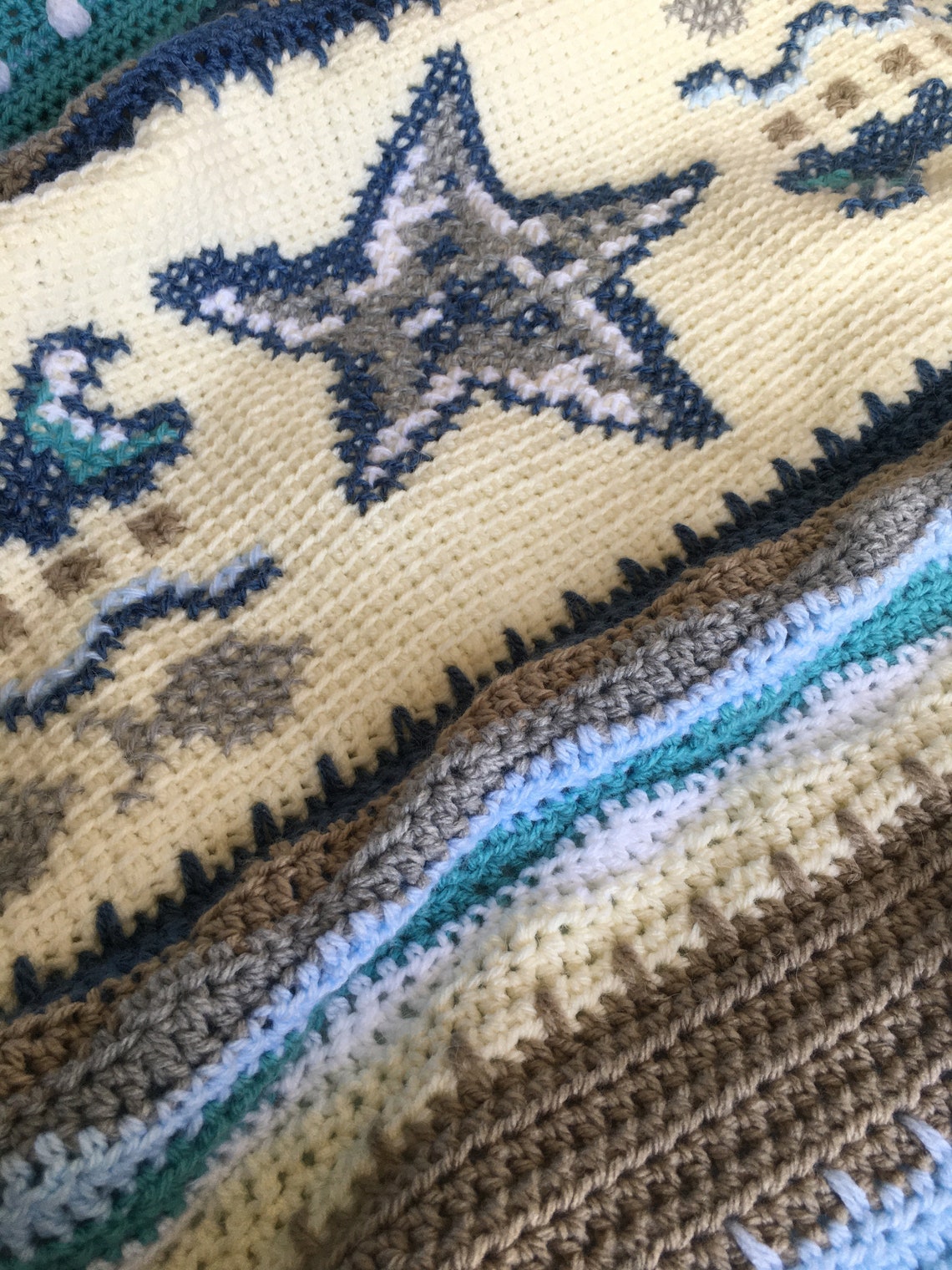Nautical Seaside Crochet Throw - Etsy