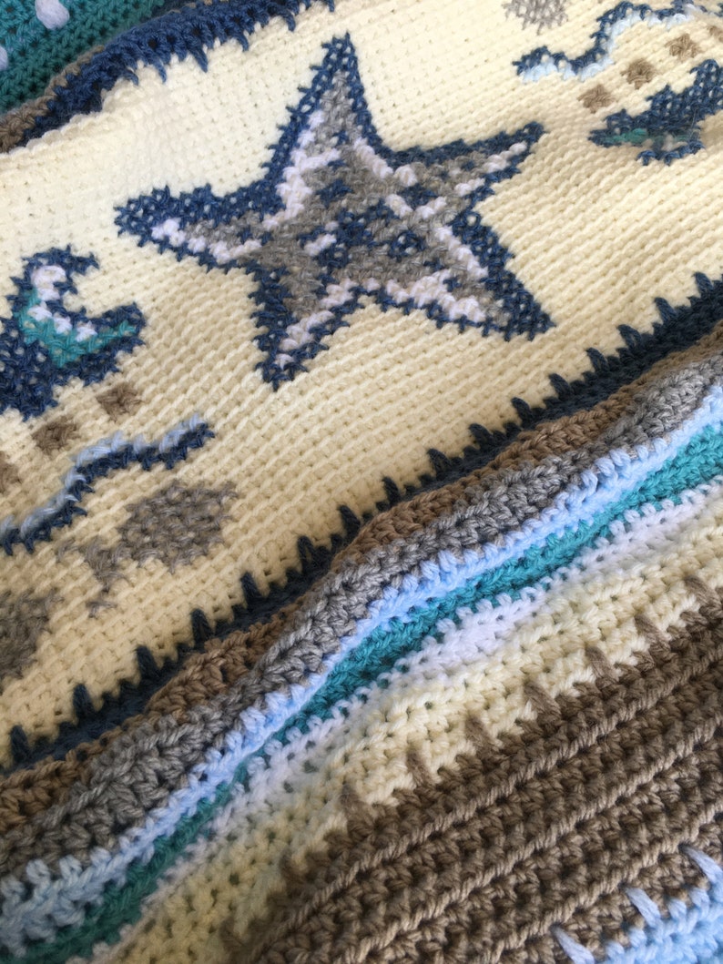 Nautical Seaside Crochet Throw - Etsy