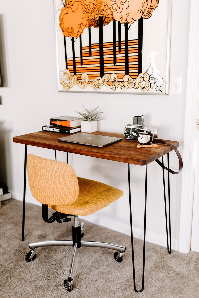 Minimalist Walnut Butcher Block Desk Small Computer Desk - Etsy