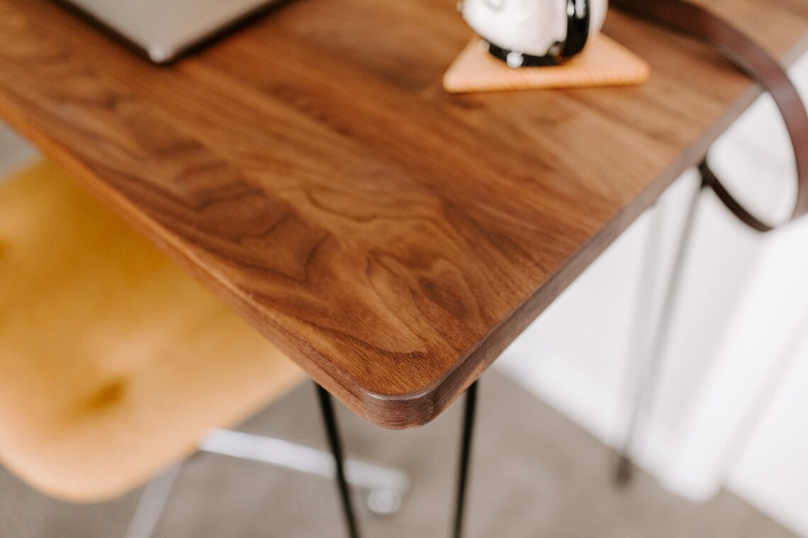 Minimalist Walnut Butcher Block Desk Small Computer Desk - Etsy