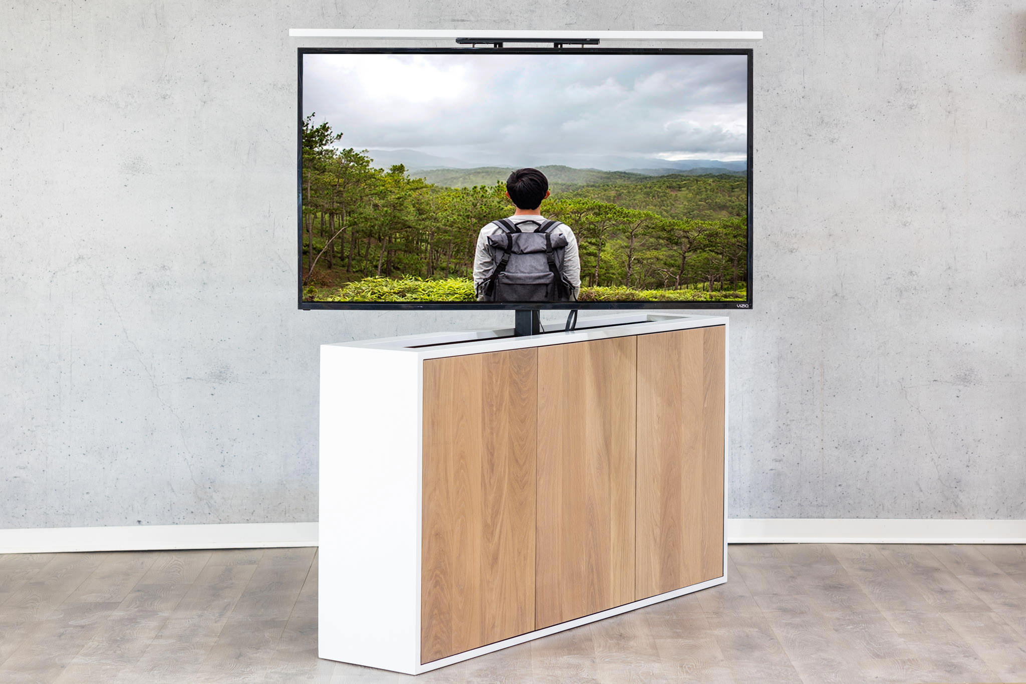 JAMI Hidden TV Lift Cabinet in White Oak - Etsy