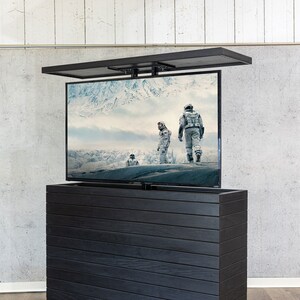 Outdoor Hidden TV Lift Cabinet Brazilian Ipe Hardwood Jet Black ...