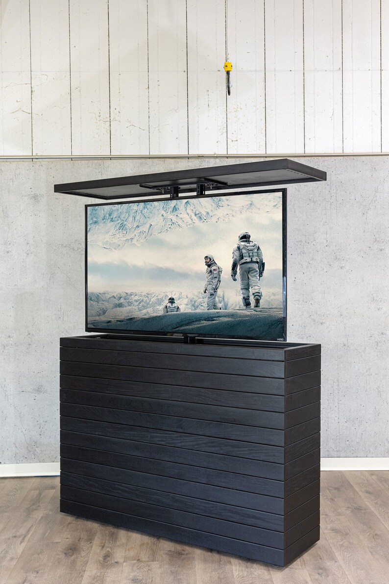 Outdoor Hidden TV Lift Cabinet Brazilian Ipe Hardwood Jet Black ...
