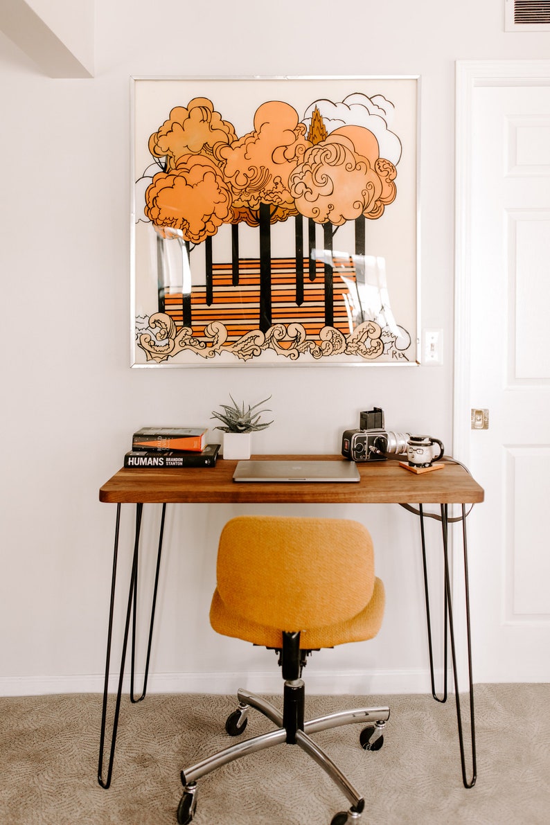 Minimalist Walnut Butcher Block Desk Small Computer Desk - Etsy