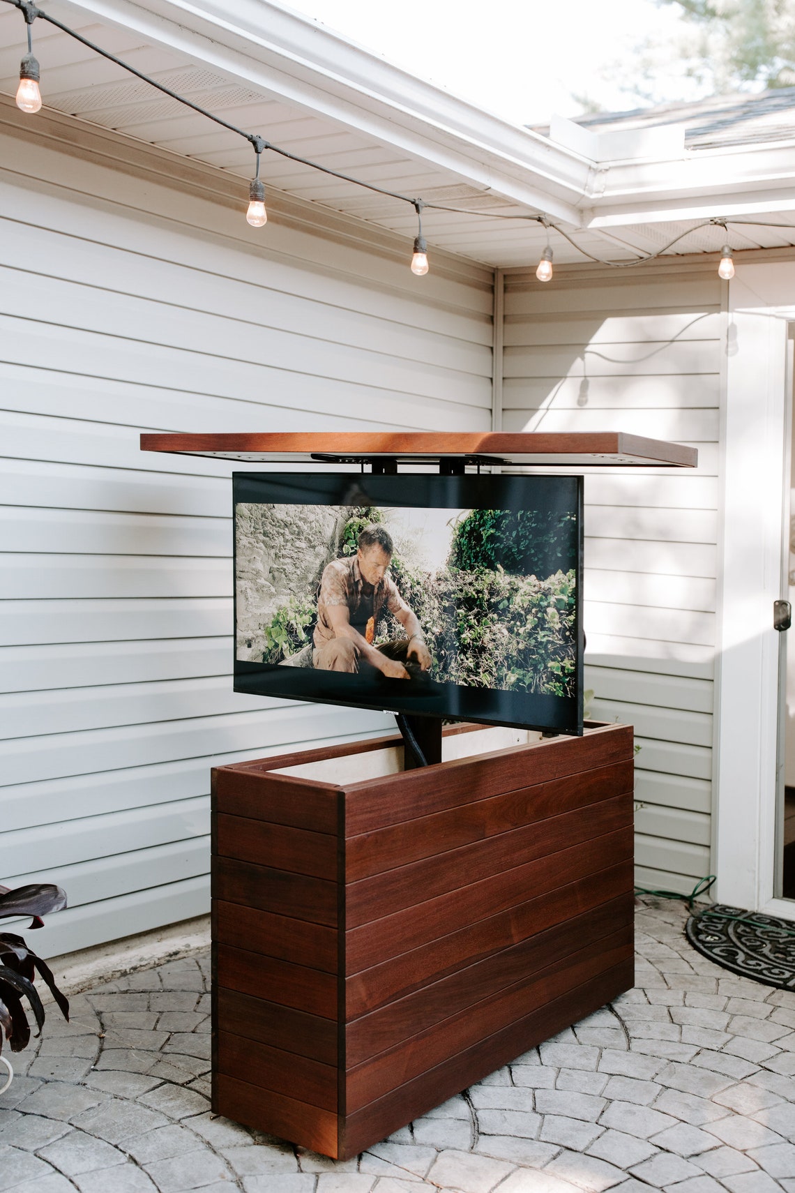 Outdoor Hidden TV Lift Cabinet Brazilian Walnut Ipe Hardwood - Etsy Outdoor Hidden TV Lift Cabinet Brazilian Walnut Ipe Hardwood - Etsy