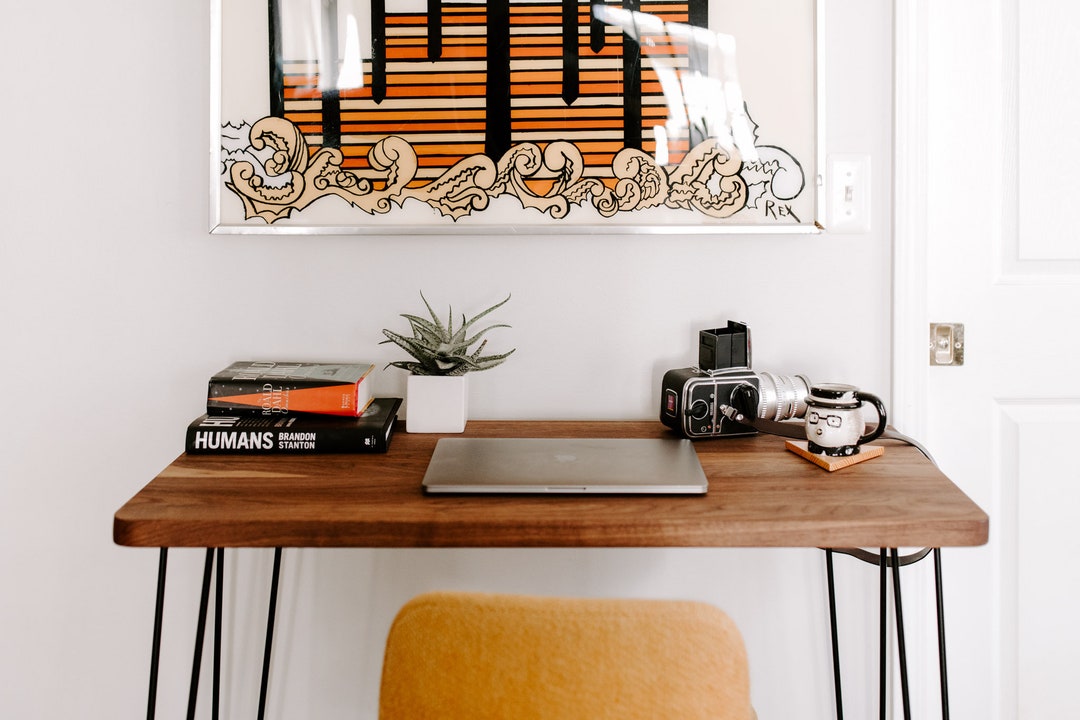 Minimalist Walnut Butcher Block Desk Small Computer Desk - Etsy