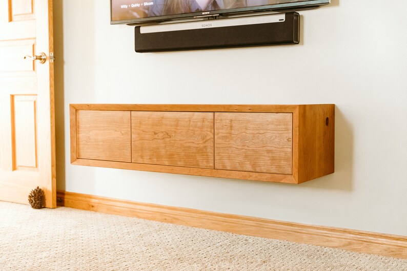 Modern Floating Media Console up to 55 Cherry - Etsy