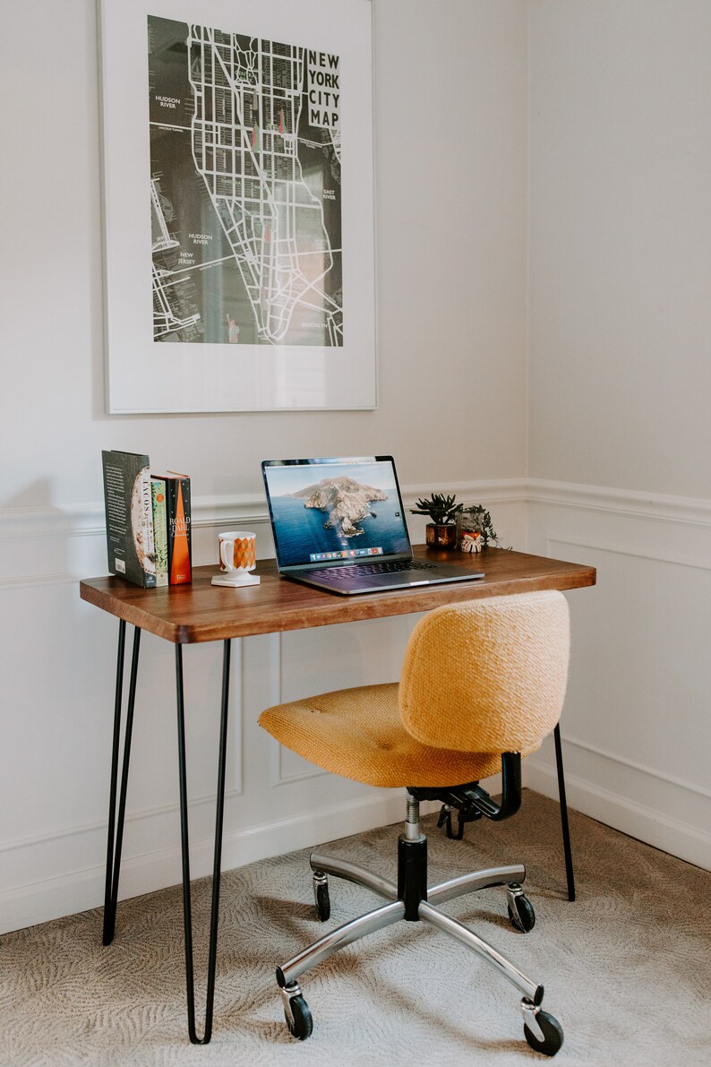 Minimalist Pine Butcher Block Desk Small Computer Desk | Etsy