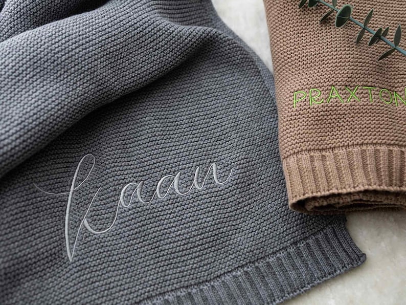 Personalized Knit Baby Blanket Embroidery Gift for Baby - Etsy