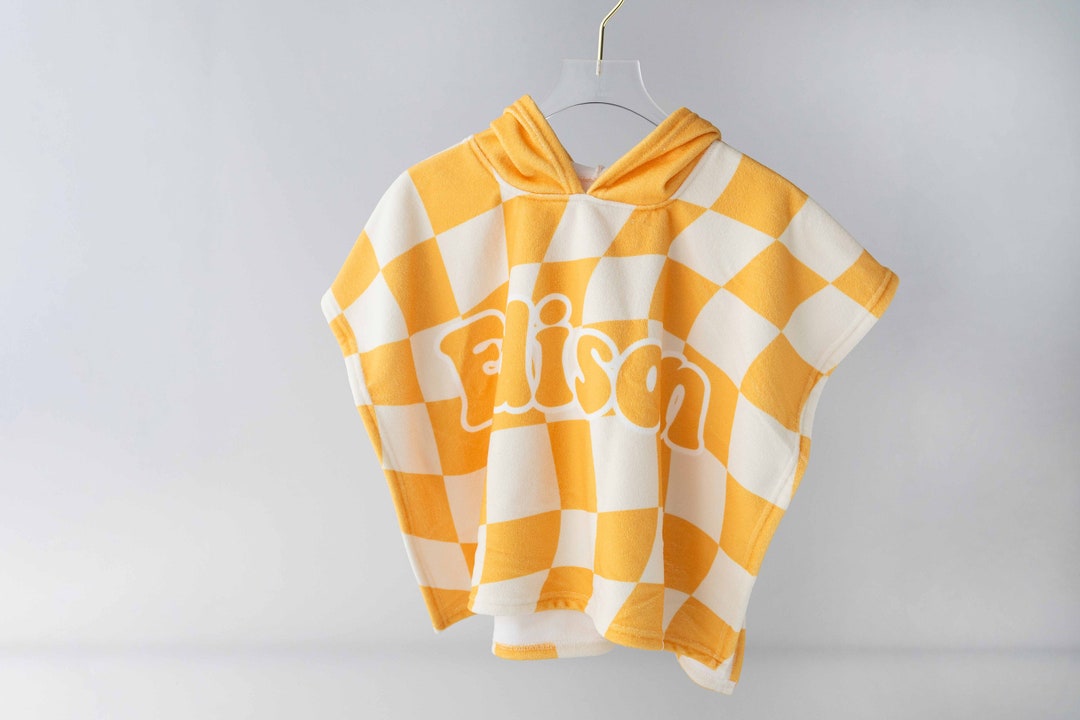 Personalized Towel Poncho for Kids, Hooded Beach Towel for Girls, Surf ...
