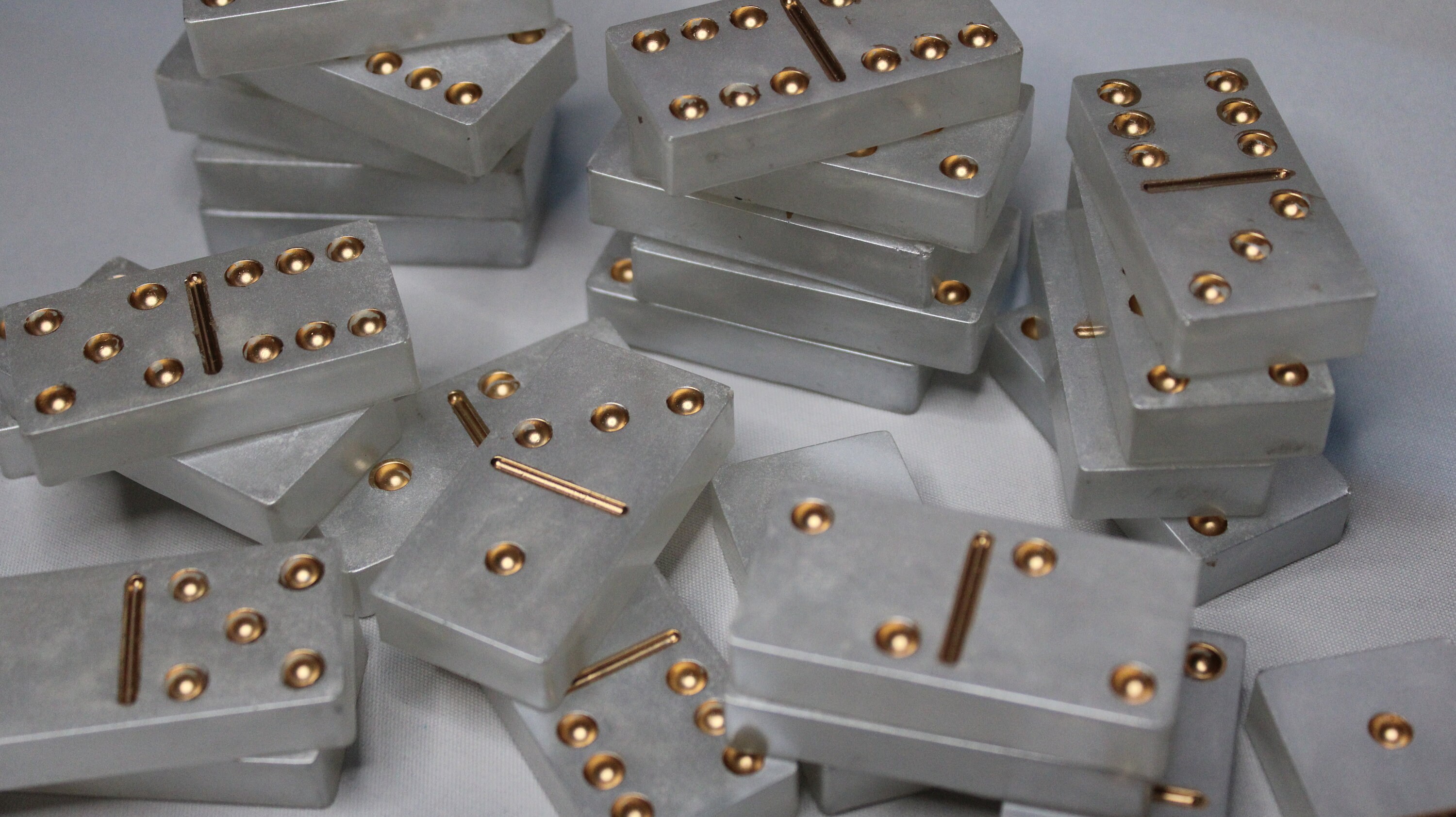 Handmade Resin Dominoes | Dominoes Game Pieces | Silver, White and ...