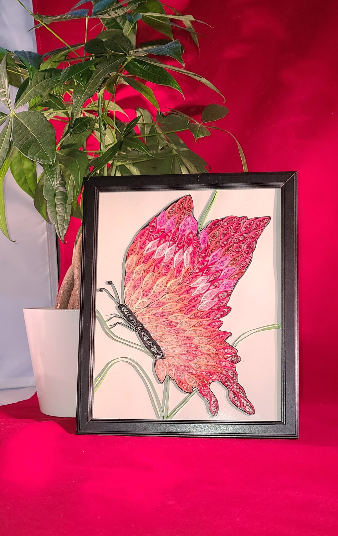 Pink and Red Fire Quilling Butterfly (in a Frame) - Etsy