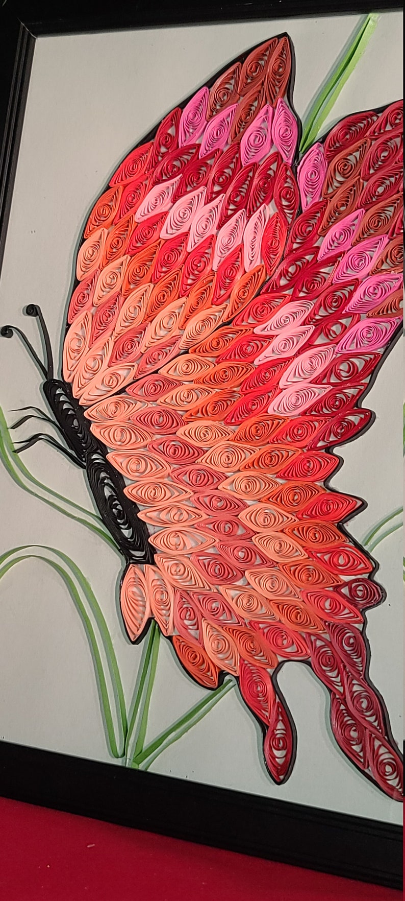 Pink and Red Fire Quilling Butterfly (in a Frame) - Etsy