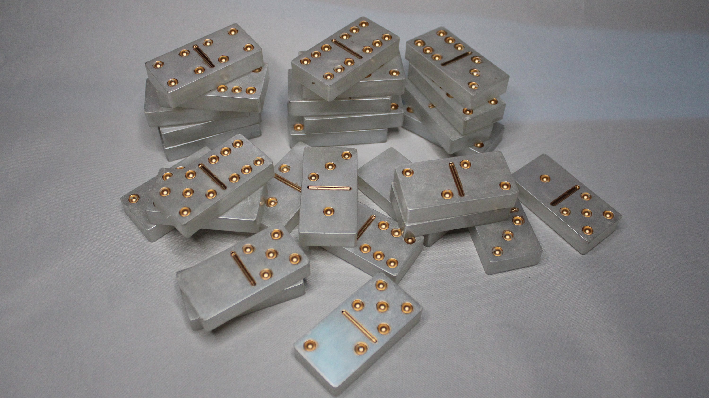 Handmade Resin Dominoes | Dominoes Game Pieces | Silver, White and ...