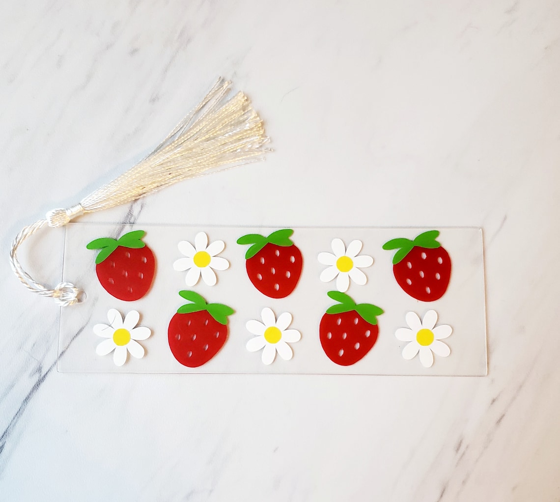 Strawberry and Daisy Bookmark | Acrylic Bookmark | Summertime ...
