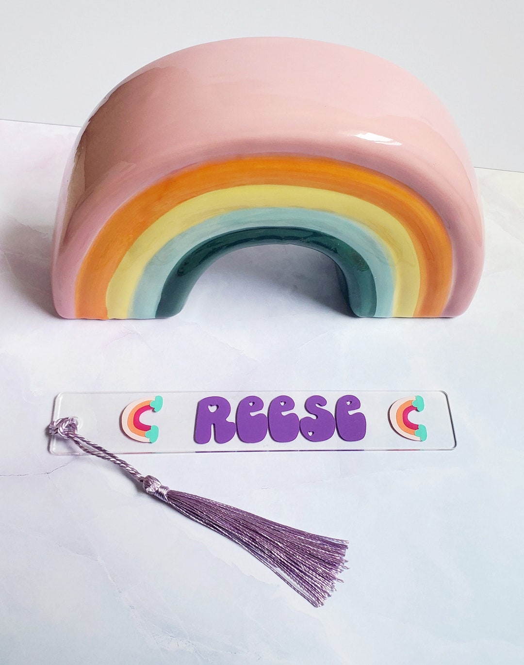 Rainbow Acrylic Bookmark Personalized Kids Bookmark - Etsy
