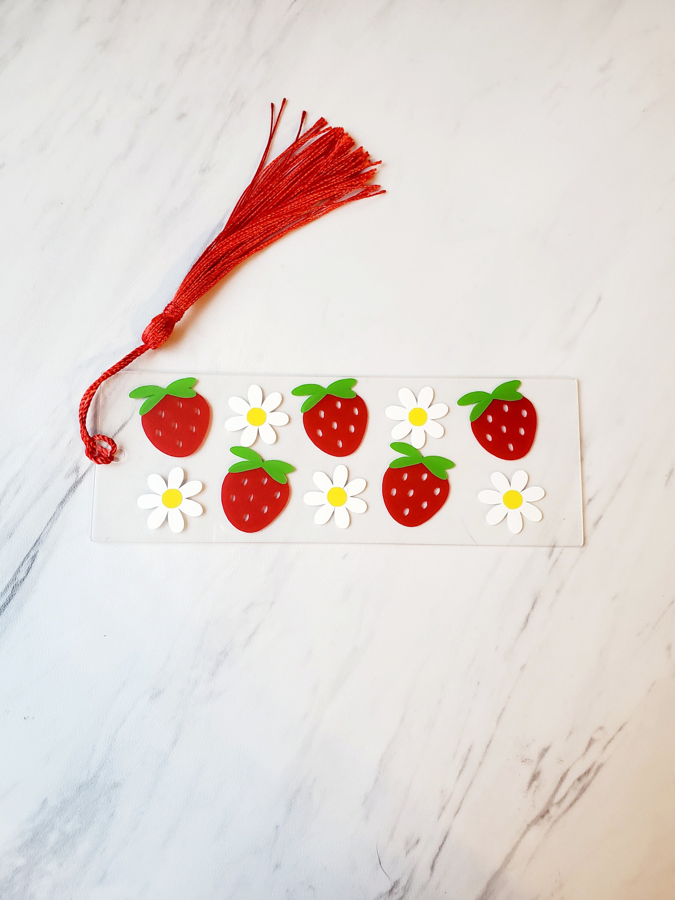 Strawberry and Daisy Bookmark | Acrylic Bookmark | Summertime ...