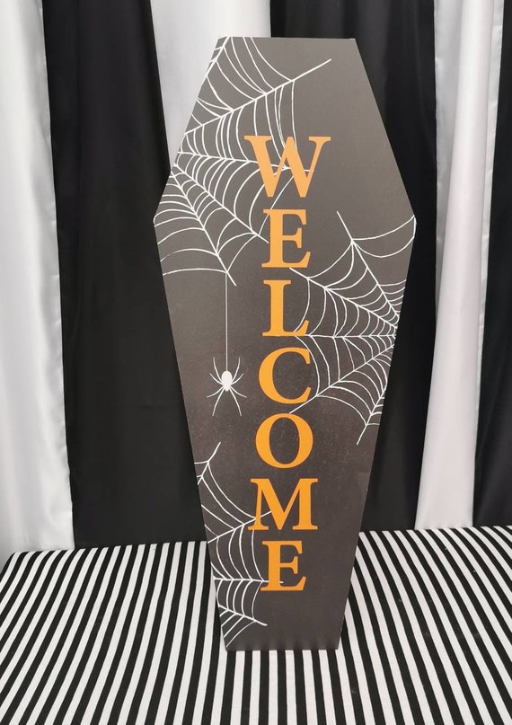 Halloween Party Coffin Welcome Sign Wooden Prop Decoration MDF - Etsy