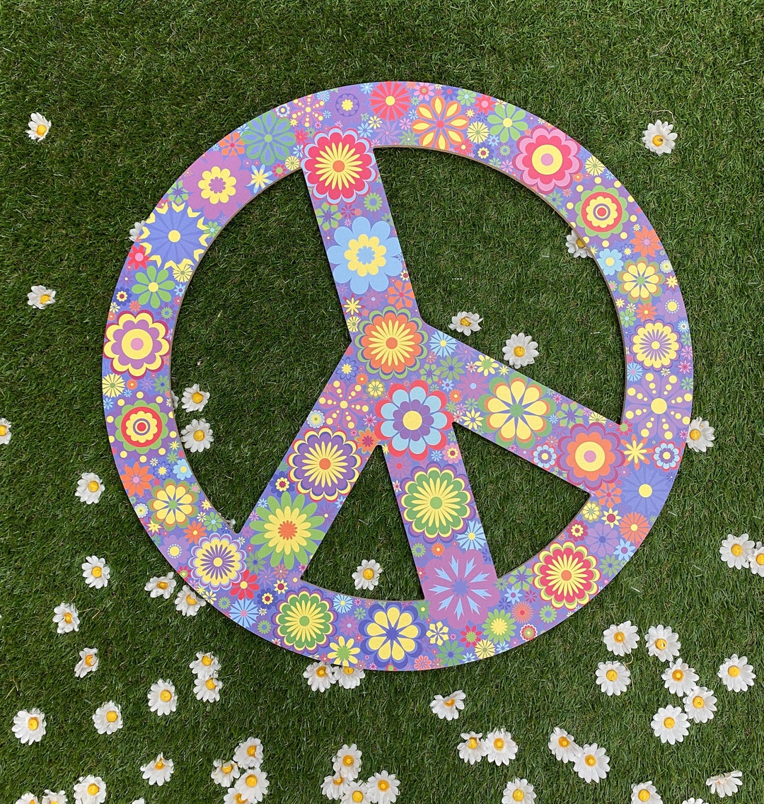 Wooden Flower Peace Sign - Etsy