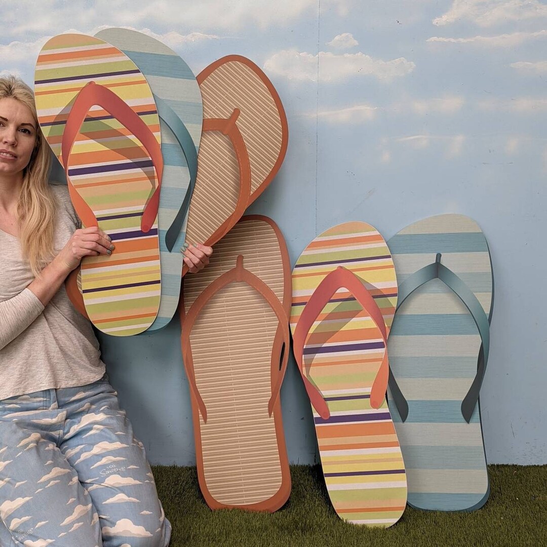 Giant Flip Flops Prop MDF Wooden Beach Seaside Decoration Garden ...