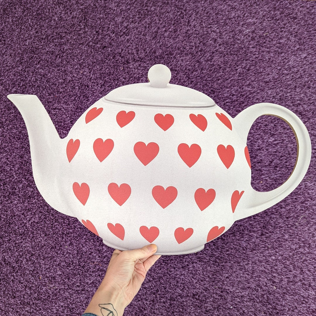 Red & White Hearts Tea Pot Prop - Etsy UK
