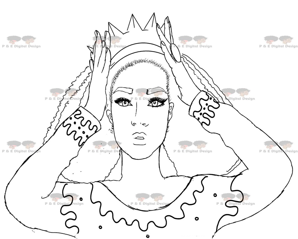 Crowned Queen Coloring Page Black Girl Coloring Page - Etsy UK