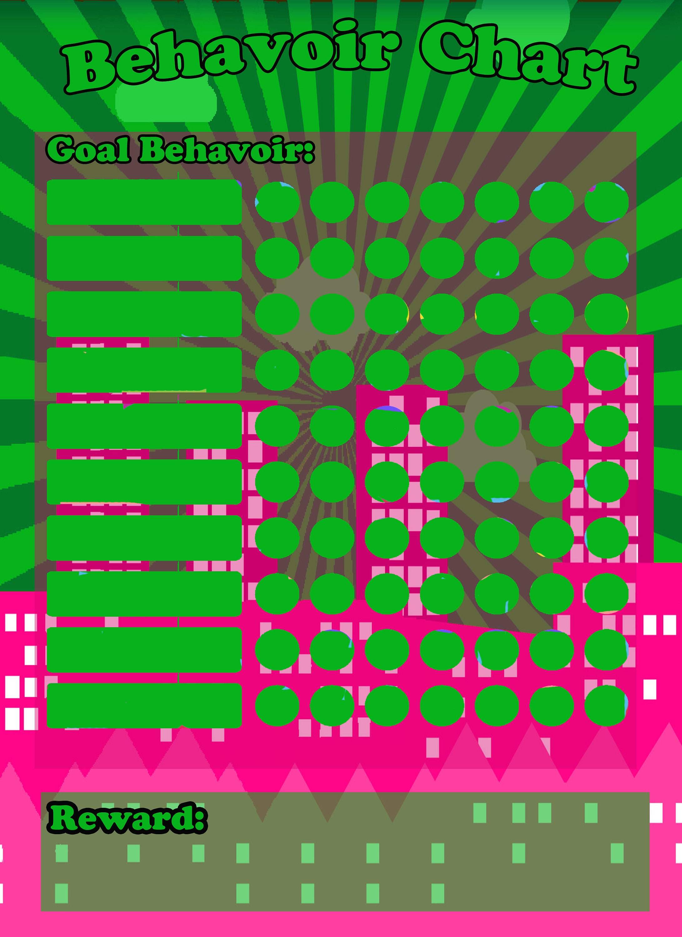 Pink City Behavior Chart Kids Behavior Chart - Etsy