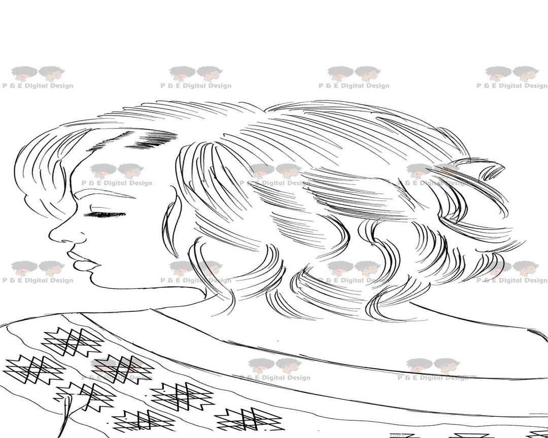 Press & Curl Hairstyle Coloring Page | Black Girl Coloring Page ...