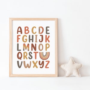 Neutral Rainbow Alphabet Print, Boho Rainbow Print, Alphabet Printable ...