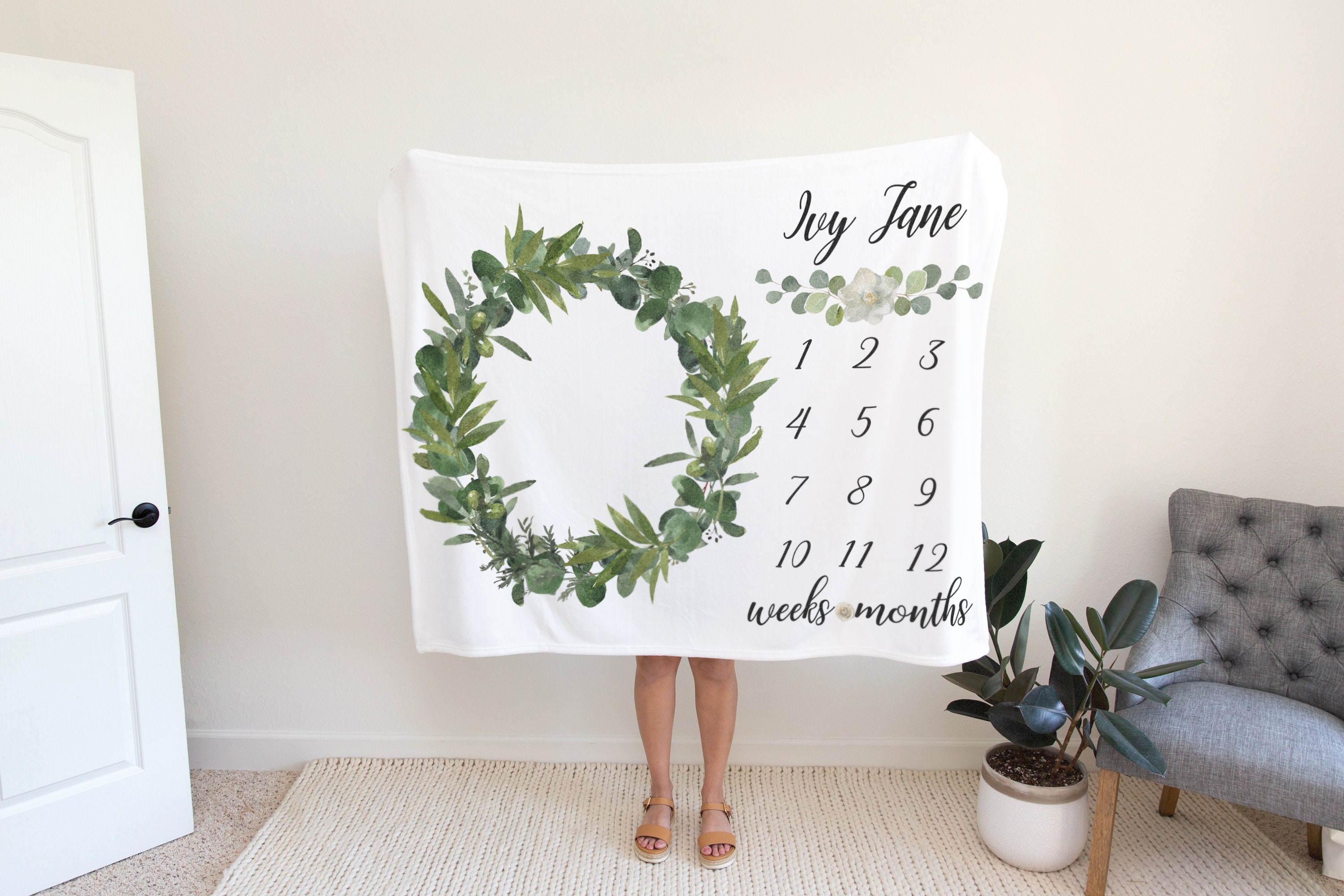 Personalized Milestone Baby Blanket, Custom Baby Blanket, Baby Blanket ...