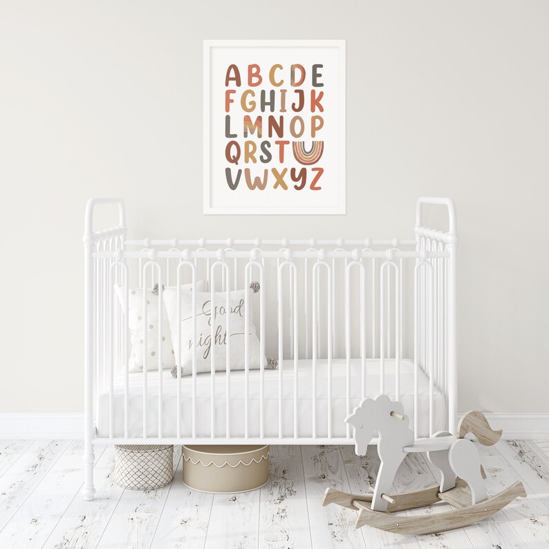 Neutral Rainbow Alphabet Print, Boho Rainbow Print, Alphabet Printable ...