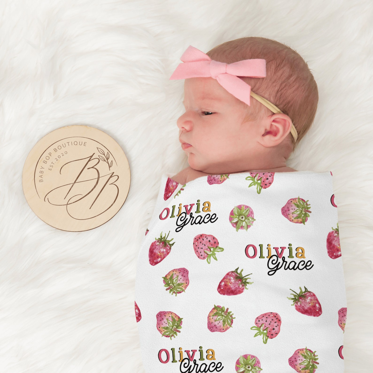 Personalized Strawberry Name Blanket, Strawberry Themed Nursery, Custom ...